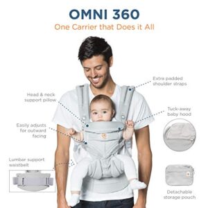 Ergobaby Omni 360 All-Position Baby Carrier for Newborn to Toddler with Lumbar Support & Cool Air Mesh (7-45 Lb), Pearl Grey