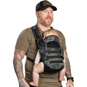 tbg - mens tactical baby carrier for infants and toddlers 8-33 lbs - compact (black camo)