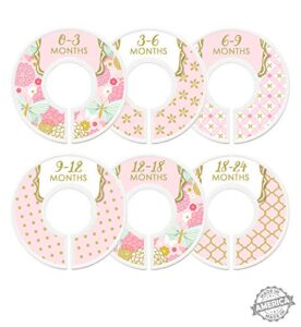 modish labels baby nursery closet dividers, closet organizers, nursery decor, baby girl, pink, gold, confetti, floral, flowers