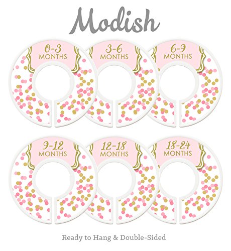 Modish Labels Baby Clothes Size Dividers, Baby Closet Organizers, Size Dividers, Baby Closet Organizers, Closet Dividers, Clothes Organizer, Girl, Pink, Gold, Confetti, Dots, Clean Modern (Baby)