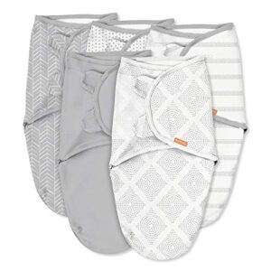 swaddleme original swaddle – size small, 0-3 months, 5-pack (grays for days )