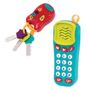 battat – sensory toys – pretend phone & keychain – toddler light-up phone – toy car keys & phone – 18 months + – light & sound phone + light & sound keys