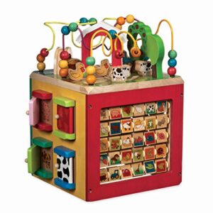 battat – wooden activity cube – discover farm animals activity center for kids 1 year +, standard