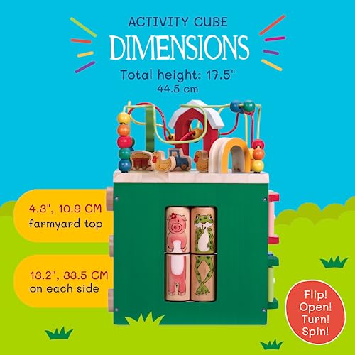 Battat – Wooden Activity Cube – Discover Farm Animals Activity Center for Kids 1 year +, Standard