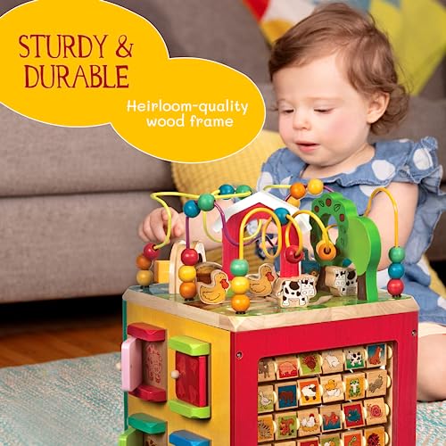 Battat – Wooden Activity Cube – Discover Farm Animals Activity Center for Kids 1 year +, Standard