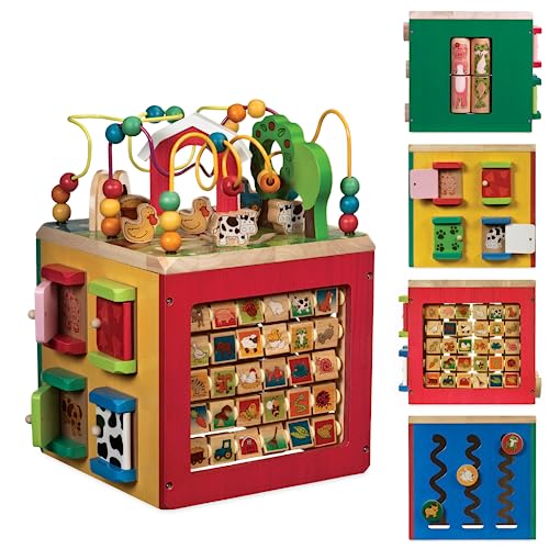 Battat – Wooden Activity Cube – Discover Farm Animals Activity Center for Kids 1 year +, Standard