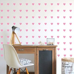 2inchx100 Pieces DIY Heart Wall Decal Vinyl Sticker for Baby Kids Children Boy Girl Bedroom Decor Removable Nursery Decoration (Soft Pink)