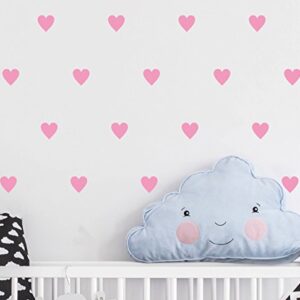 2inchx100 Pieces DIY Heart Wall Decal Vinyl Sticker for Baby Kids Children Boy Girl Bedroom Decor Removable Nursery Decoration (Soft Pink)