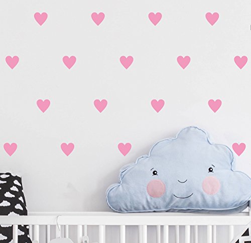 2inchx100 Pieces DIY Heart Wall Decal Vinyl Sticker for Baby Kids Children Boy Girl Bedroom Decor Removable Nursery Decoration (Soft Pink)