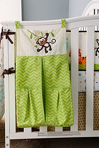 CribMATE 1 PC Diaper Organizer, Cute Cartoon Baby Diaper Hanging Bag, Gift Idea (Green Monkey)