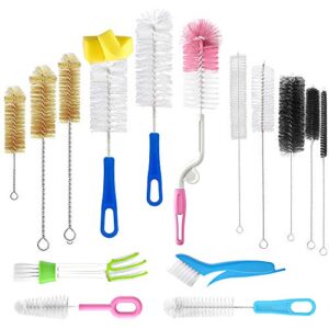 15pcs food grade multipurpose bottle brushes for cleaning,cleaner brush,include straw brush|bottle brush|blind duster|pipe cleaner,small,long,soft,stiff kit for baby bottle,nipple,tube,jar,bird feeder