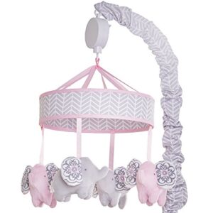 wendy bellissimo baby mobile crib mobile musical mobile - elephant mobile from the elodie collection in pink and grey