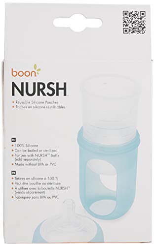 Boon, NURSH Reusable Silicone Replacement Pouch, Air-Free Feeding, 3 Months and up, 8 Ounce (Pack of 3)