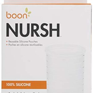 Boon, NURSH Reusable Silicone Replacement Pouch, Air-Free Feeding, 3 Months and up, 8 Ounce (Pack of 3)