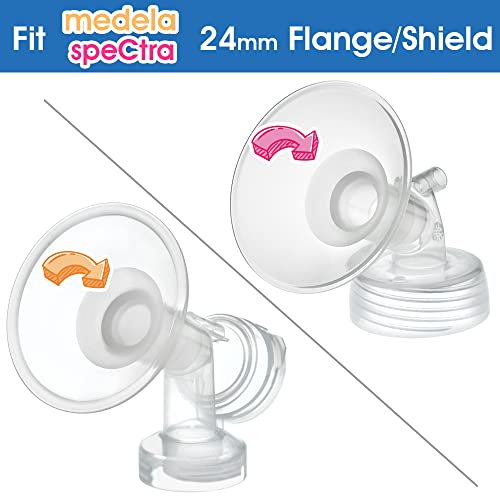 Maymom Flange Inserts 19 mm for Medela, Spectra 24 mm Shields/Flanges, Momcozy/Willow Wearable Cup. Compatible with Medela Freestyle, Harmony to Reduce 24mm Nipple Tunnel Down to 19 mm; 2pc/Each