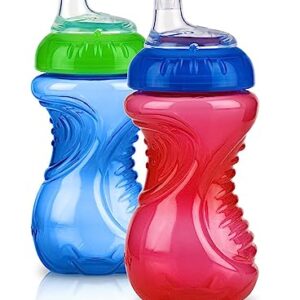 Nuby 2 Piece No Spill Easy Grip Trainer Cup 10 oz, Blue/Red