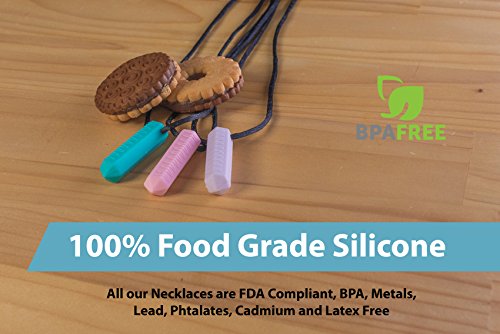 Tilcare Chew Chew Sensory Necklace – Best for Kids or Adults That Like Biting - Perfectly Textured Silicone Chew Necklaces