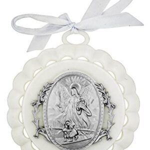 Guardian Angel Crib Medal (White)