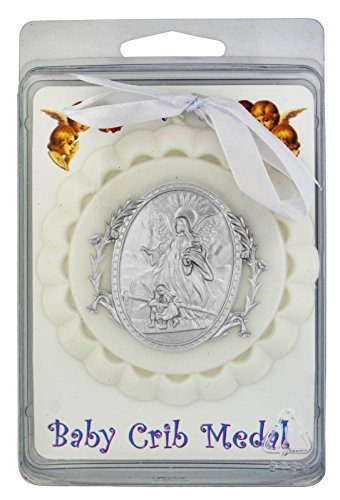 Guardian Angel Crib Medal (White)