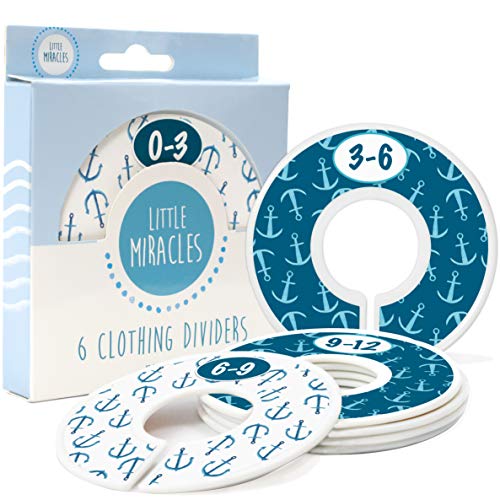 Baby Closet Size Dividers - Nautical Nursery Closet Dividers for Baby Clothes - Dividers by Month for Baby Boy Nursery Decor - Baby Closet Dividers for Clothing Racks - [Nautical]