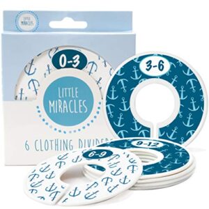 Baby Closet Size Dividers - Nautical Nursery Closet Dividers for Baby Clothes - Dividers by Month for Baby Boy Nursery Decor - Baby Closet Dividers for Clothing Racks - [Nautical]