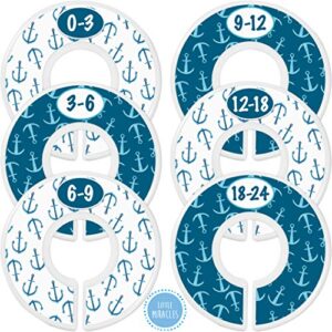 Baby Closet Size Dividers - Nautical Nursery Closet Dividers for Baby Clothes - Dividers by Month for Baby Boy Nursery Decor - Baby Closet Dividers for Clothing Racks - [Nautical]