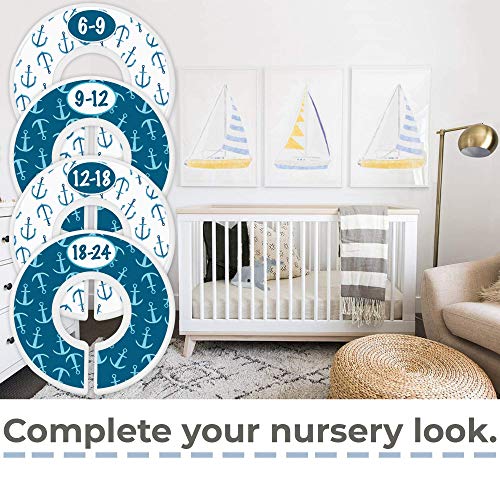 Baby Closet Size Dividers - Nautical Nursery Closet Dividers for Baby Clothes - Dividers by Month for Baby Boy Nursery Decor - Baby Closet Dividers for Clothing Racks - [Nautical]