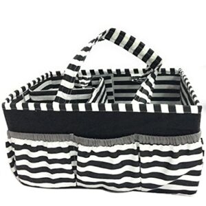 Bacati Pin Stripes Nursery Fabric Storage Caddy with Handles, Black