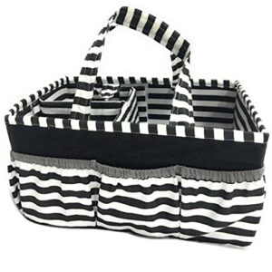 Bacati Pin Stripes Nursery Fabric Storage Caddy with Handles, Black