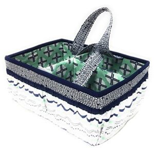 Bacati Tribal Nursery Fabric Storage Caddy with Handles, Mint/Navy