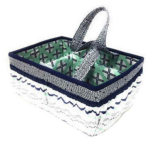 Bacati Tribal Nursery Fabric Storage Caddy with Handles, Mint/Navy