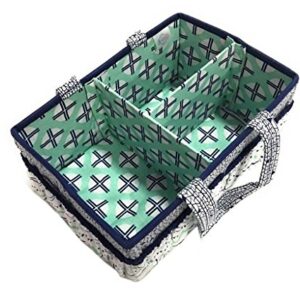 Bacati Tribal Nursery Fabric Storage Caddy with Handles, Mint/Navy