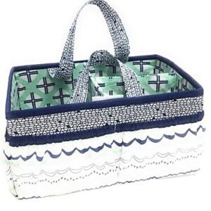 Bacati Tribal Nursery Fabric Storage Caddy with Handles, Mint/Navy