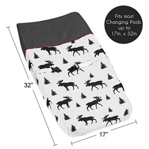 Grey, Black and Red Woodland Plaid and Moose Changing Pad Cover for Rustic Patch Collection by Sweet Jojo Designs