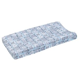 dwell studio bear hugs super soft changing pad cover, blue/gray/white