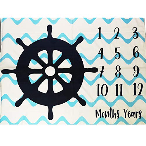 Baby Monthly Milestone Photo Blanket | Month Baby Blanket for Pictures- Nautical