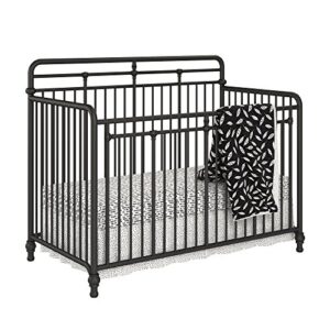 little seeds monarch hill hawken 3 in 1 convertible metal crib, black