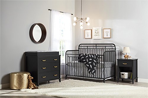 Little Seeds Monarch Hill Hawken 3 in 1 Convertible Metal Crib, Black