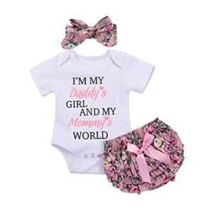 newborn baby girl romper jumpsuit bodysuit +pants shorts+headband outfit set