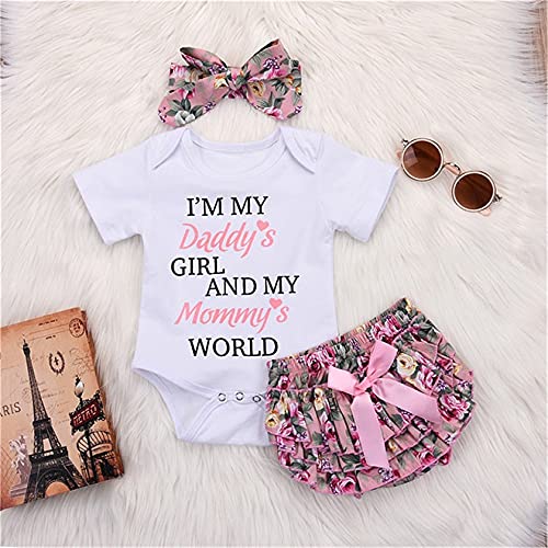 Newborn Baby Girl Romper Jumpsuit Bodysuit +Pants Shorts+Headband Outfit Set