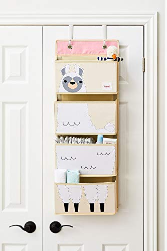 3 Sprouts Hanging Wall Organizer- Storage for Nursery and Changing Tables, Llama