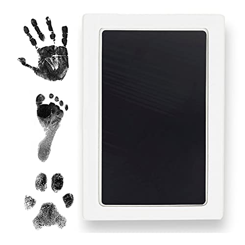 Clean Touch Ink Pad for Baby Handprints and Footprints – Inkless Infant Hand & Foot Stamp – Safe for Babies, Doesn’t Touch Skin – Perfect Family Memory or Gift – Black Print Kit by Tiny Gifts