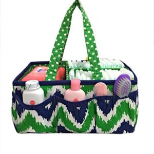 Bacati Mix and Match Nursery Fabric Storage Caddy with Handles, Navy/Green