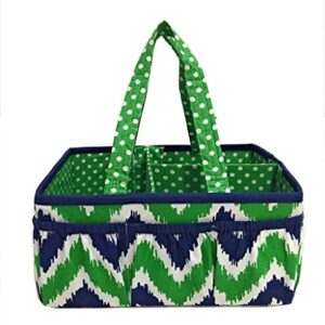 Bacati Mix and Match Nursery Fabric Storage Caddy with Handles, Navy/Green