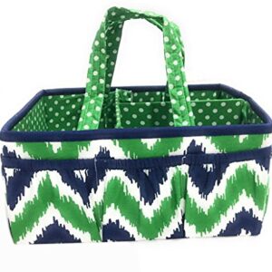 Bacati Mix and Match Nursery Fabric Storage Caddy with Handles, Navy/Green