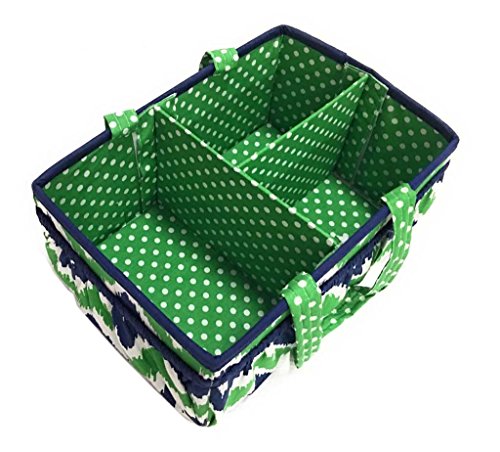 Bacati Mix and Match Nursery Fabric Storage Caddy with Handles, Navy/Green