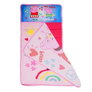 Peppa Pig I'm Just So Happy Toddler Nap-Mat - Includes Pillow and Fleece Blanket – Great for Girls or Boys Napping during Daycare or Preschool - Fits Toddlers