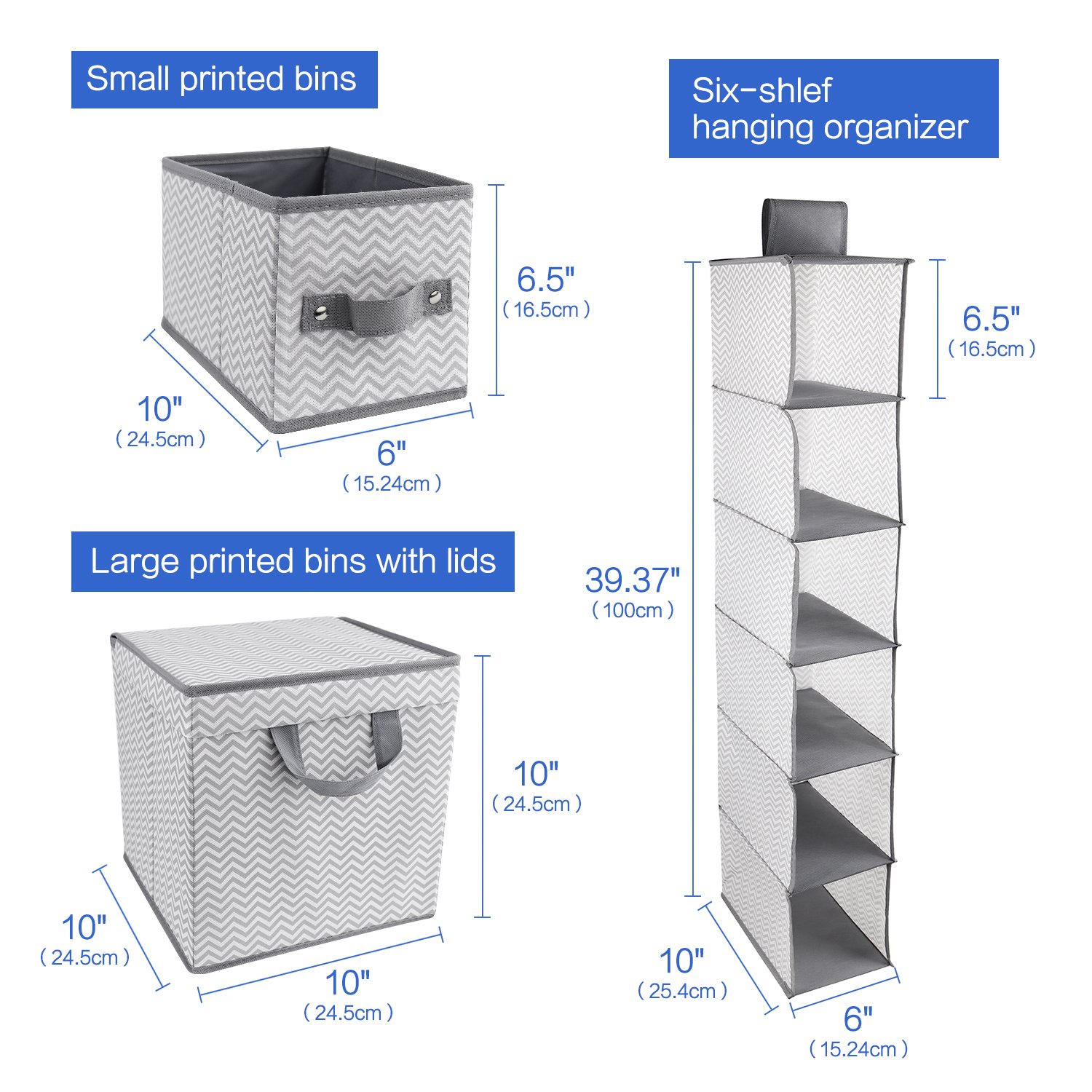 GOLOHO Nursery Organizer and Storage Closet Set (50 Pieces), Chevron Pattern, Grey and White