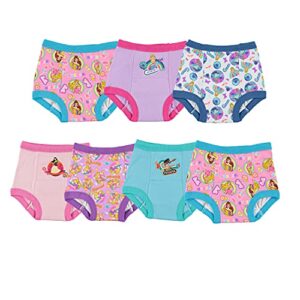 disney girls' toddler princess potty training pants multipack, printraining7pk, 3t