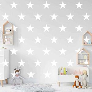 DXLING 48pcs/Set of Large White Stars Vinyl Wall Decor Stickers DIY White Star Wall Decals Art for Kids,Nursery Room Decor Mural Wallpaper D399 (White)